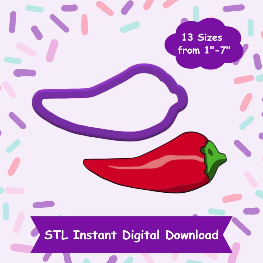 Chili Pepper Cookie Cutter STL Digital Download - STL Instant Digital ...
