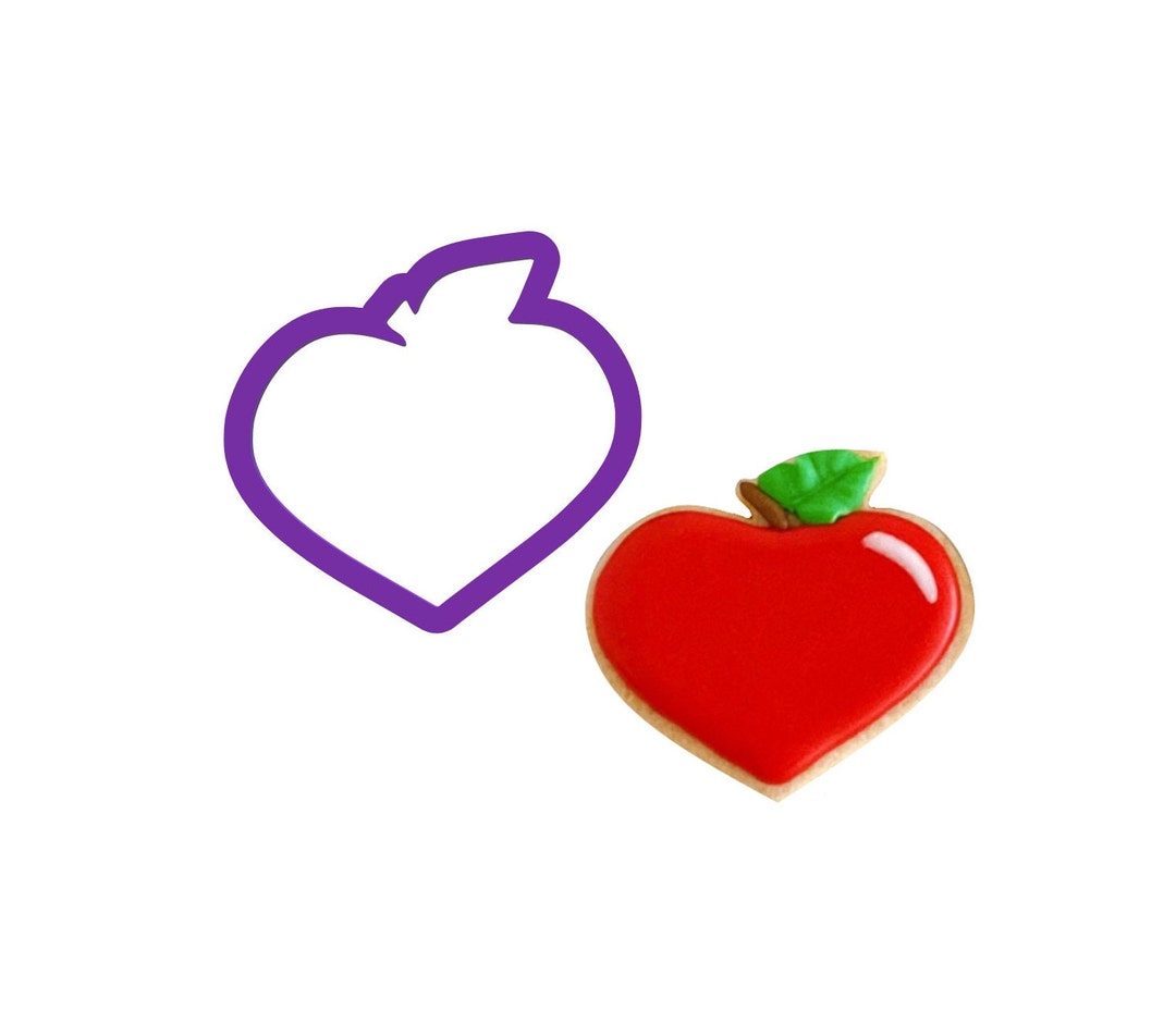 Heart Apple Cookie Cutter Teacher Cookie Cutters Valentines Day Cookie ...