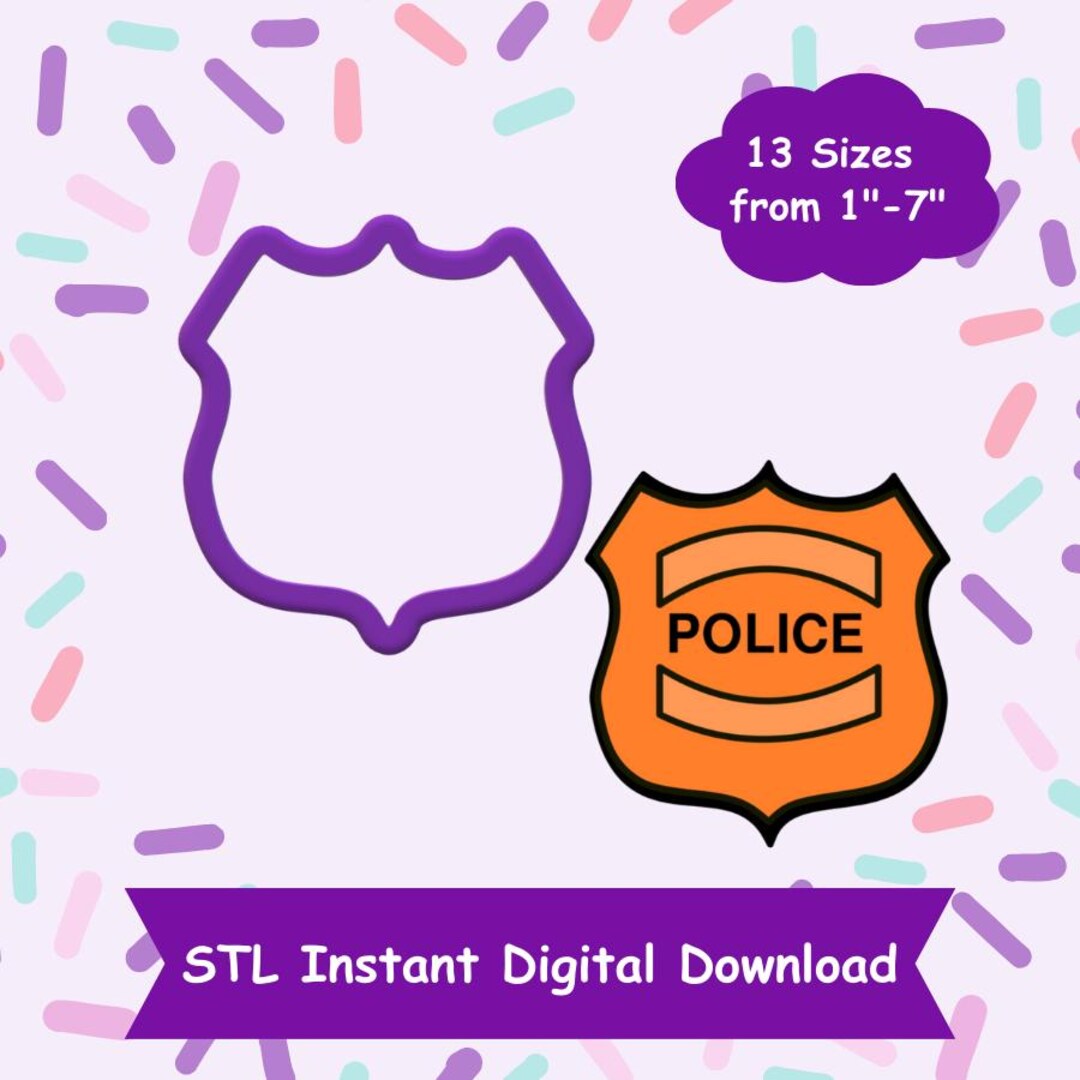 Police Badge Cookie Cutter STL Digital Download - STL Instant Digital ...