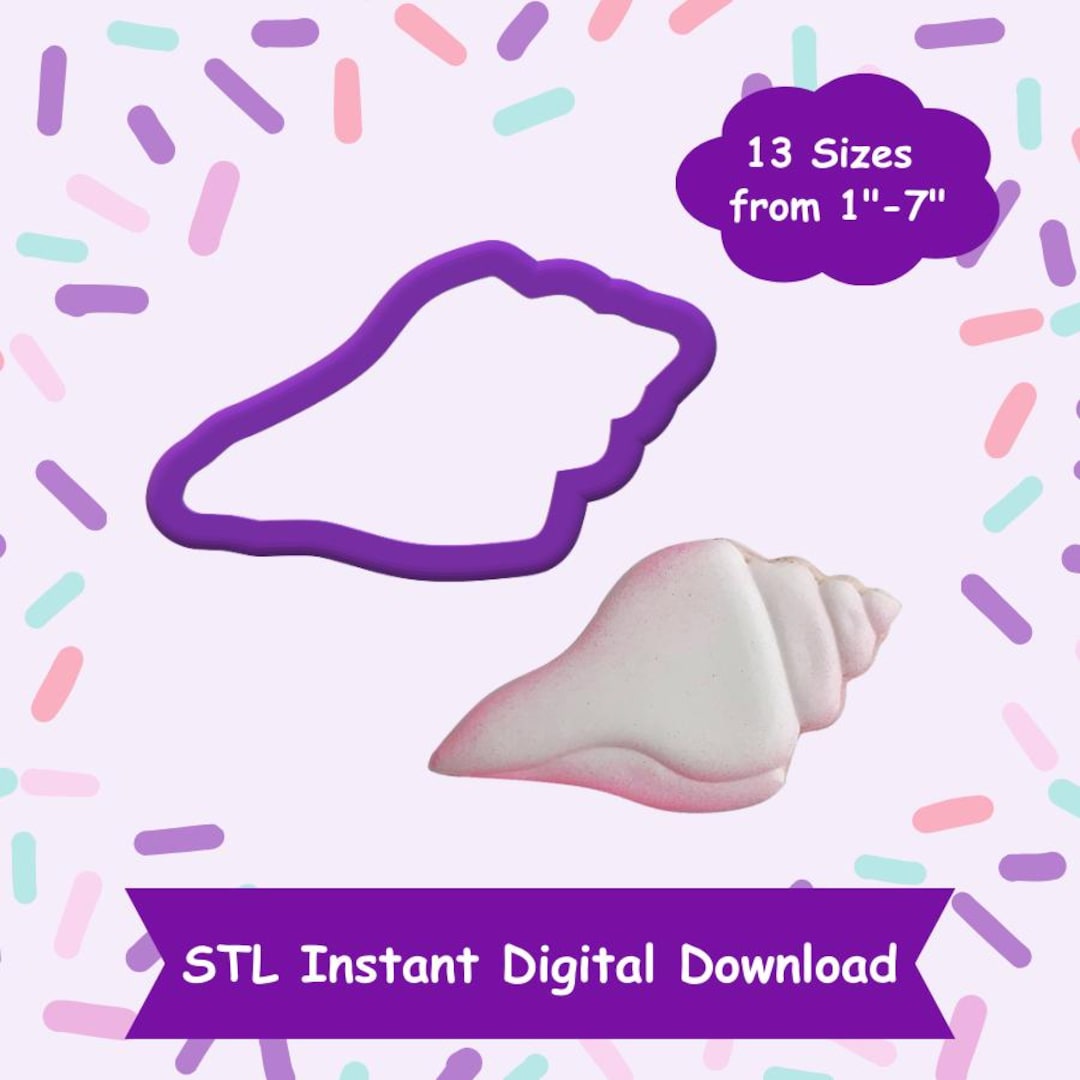 Conch Seashell Cookie Cutter STL Digital Download - STL Instant Digital ...