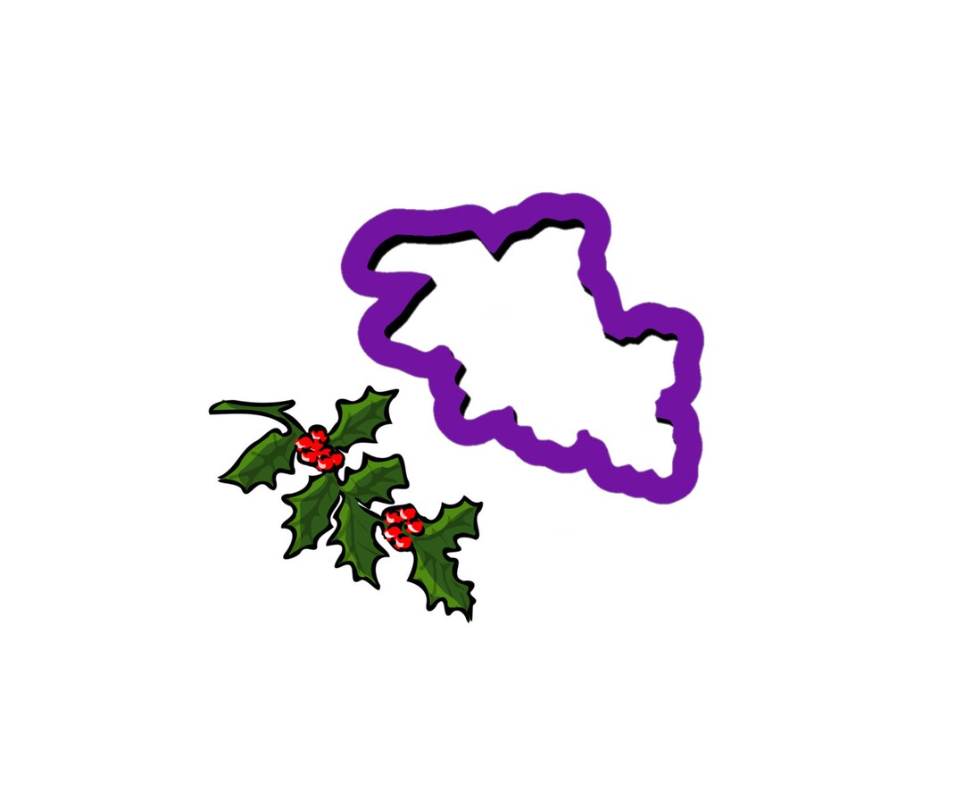 Holly Leaves #2 Cookie Cutter - Holly Cookie Cutter - Christmas Cookie ...