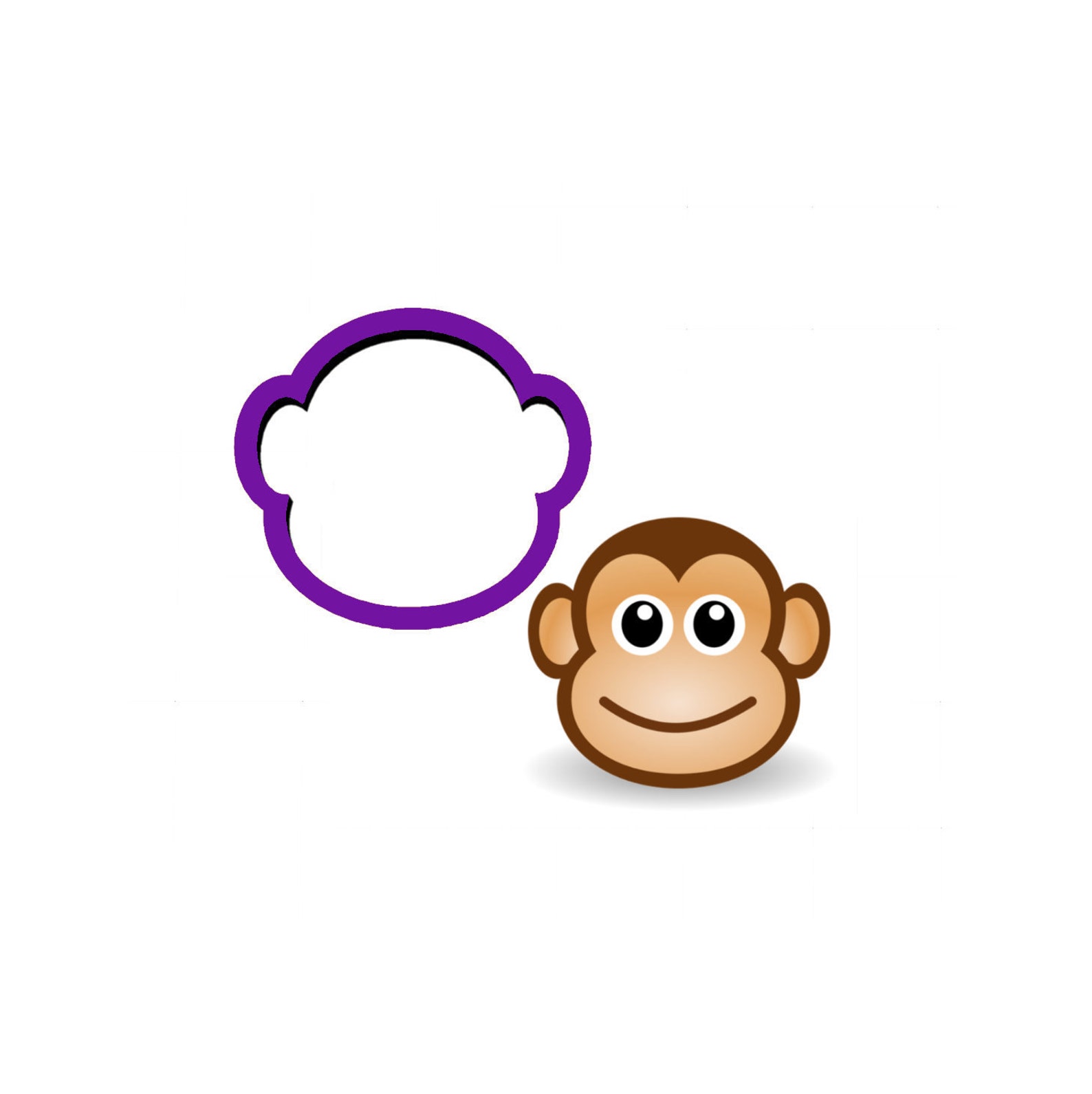 Monkey Head Cookie Cutter - Animal Cookie Cutters - Fondant Cutters ...