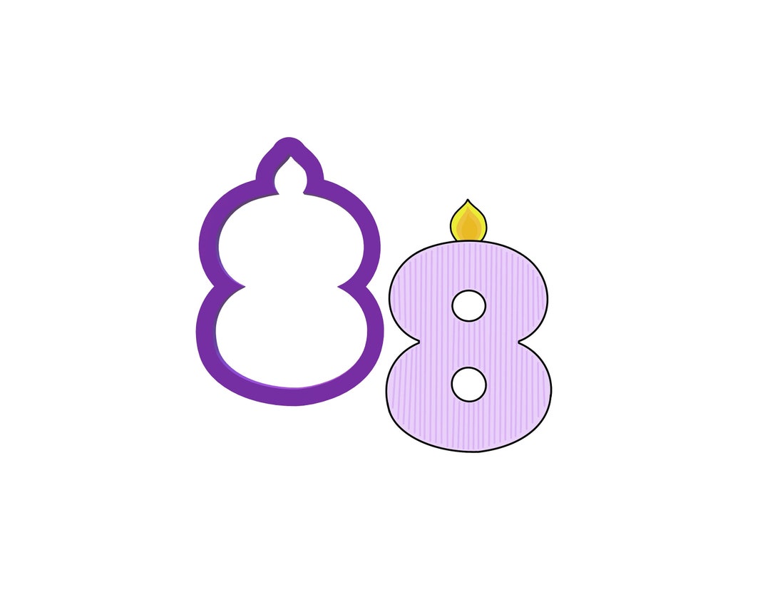 Number 8 With Candle Cookie Cutter - Number Eight Cookie Cutter ...