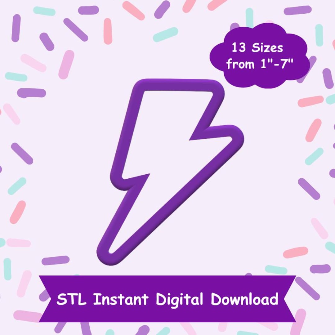 Lightning Cookie Cutter STL Digital Download - STL Instant Digital ...