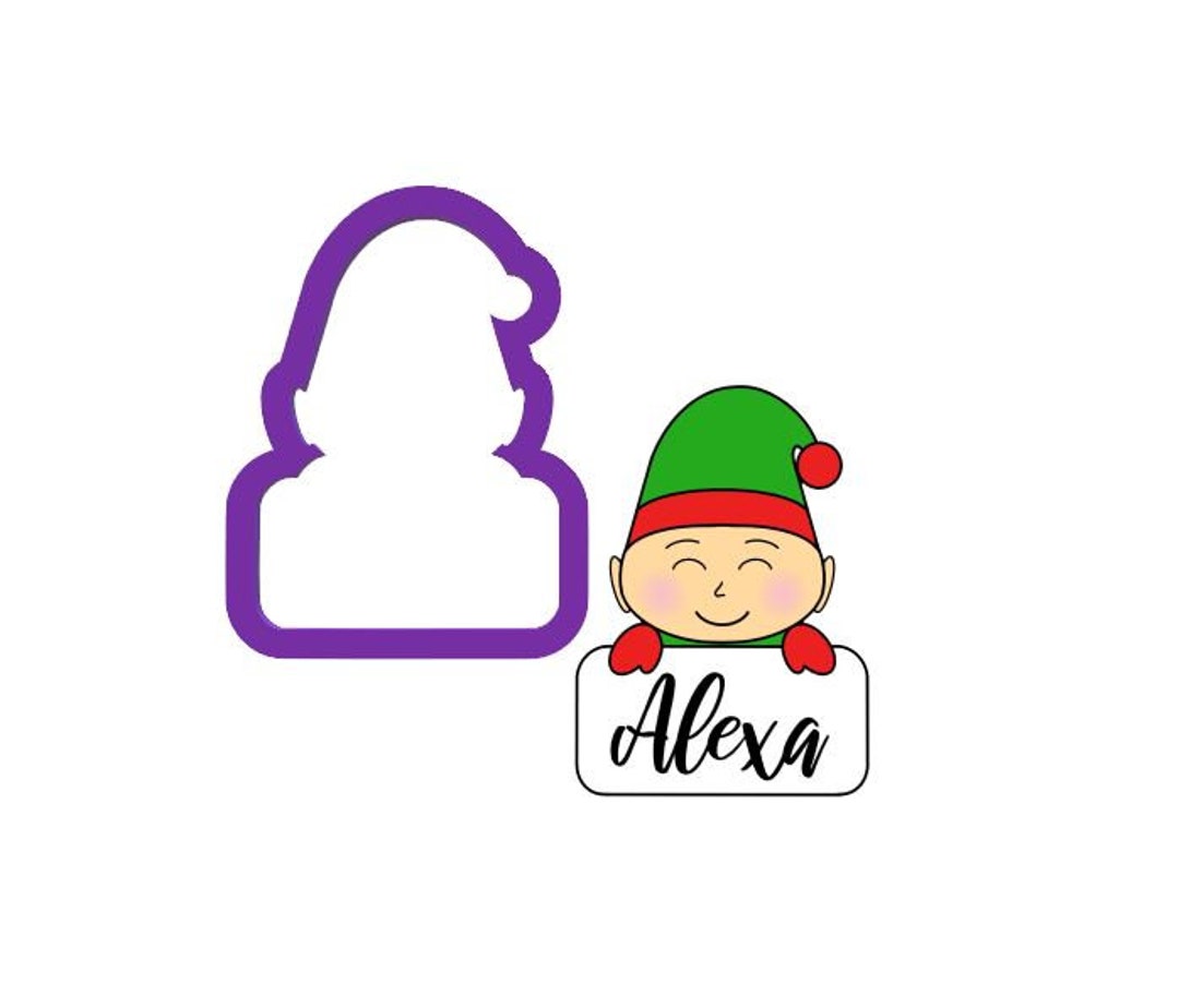 Elf Cookie Cutter - Elf Holding a Sign Cookie Cutter - Christmas Cookie ...