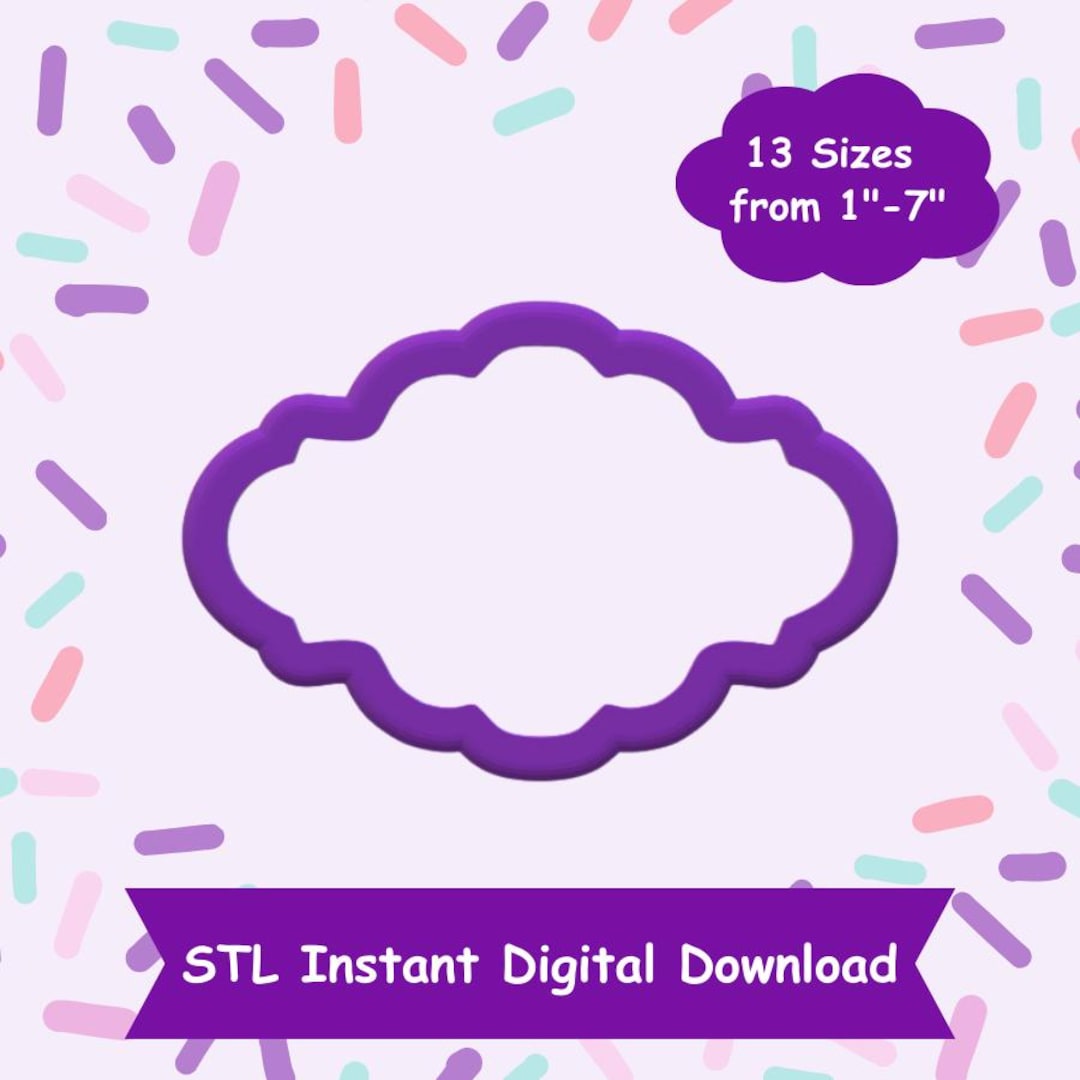 Oval Plaque Cookie Cutter STL Digital Download - STL Instant Digital ...