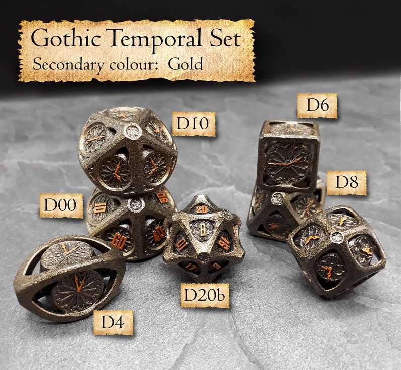 Gothic Temporal Dice Set (full) | Dungeons and Dragons | DND Dice Set ...
