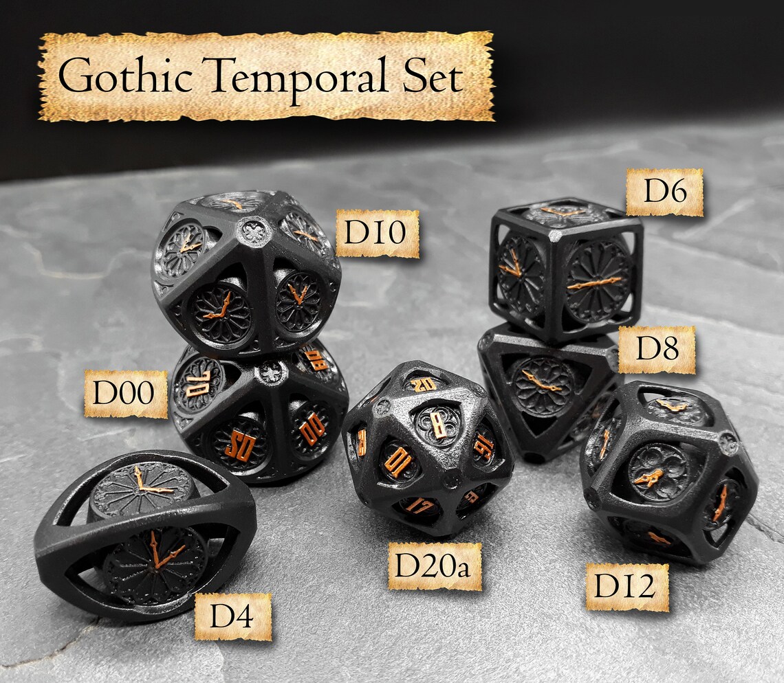 Gothic Temporal Dice Set (full) | Dungeons and Dragons | DND Dice Set ...