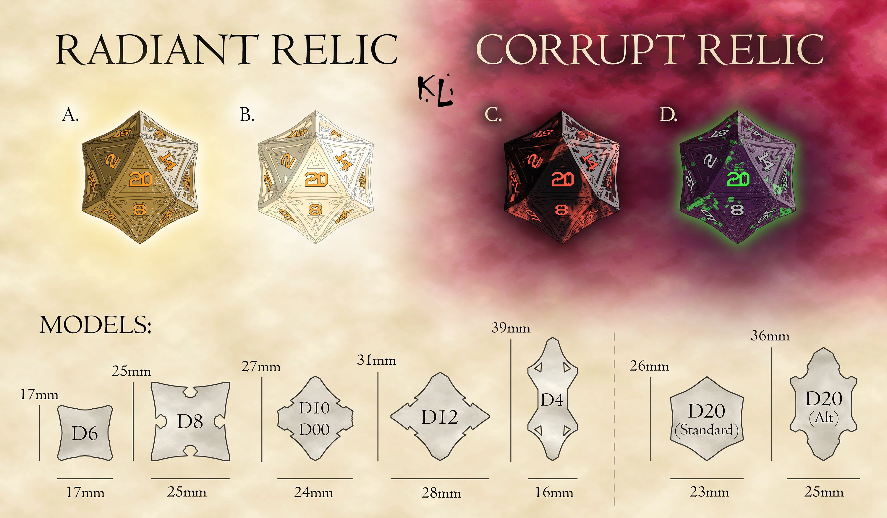 Radiant Relic Polyhedral Dice Set A full Dungeons and Dragons DND Dice ...