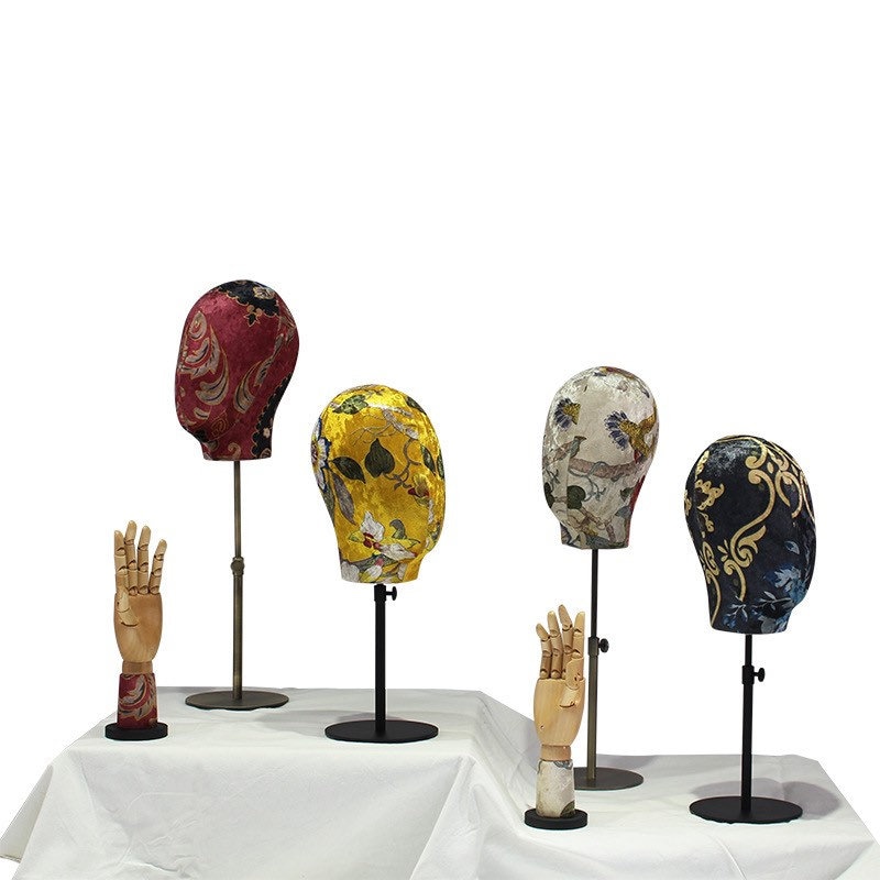 Luxury Velvet Floral Print Mannequin Head Form Hat Jewellery Props Head ...