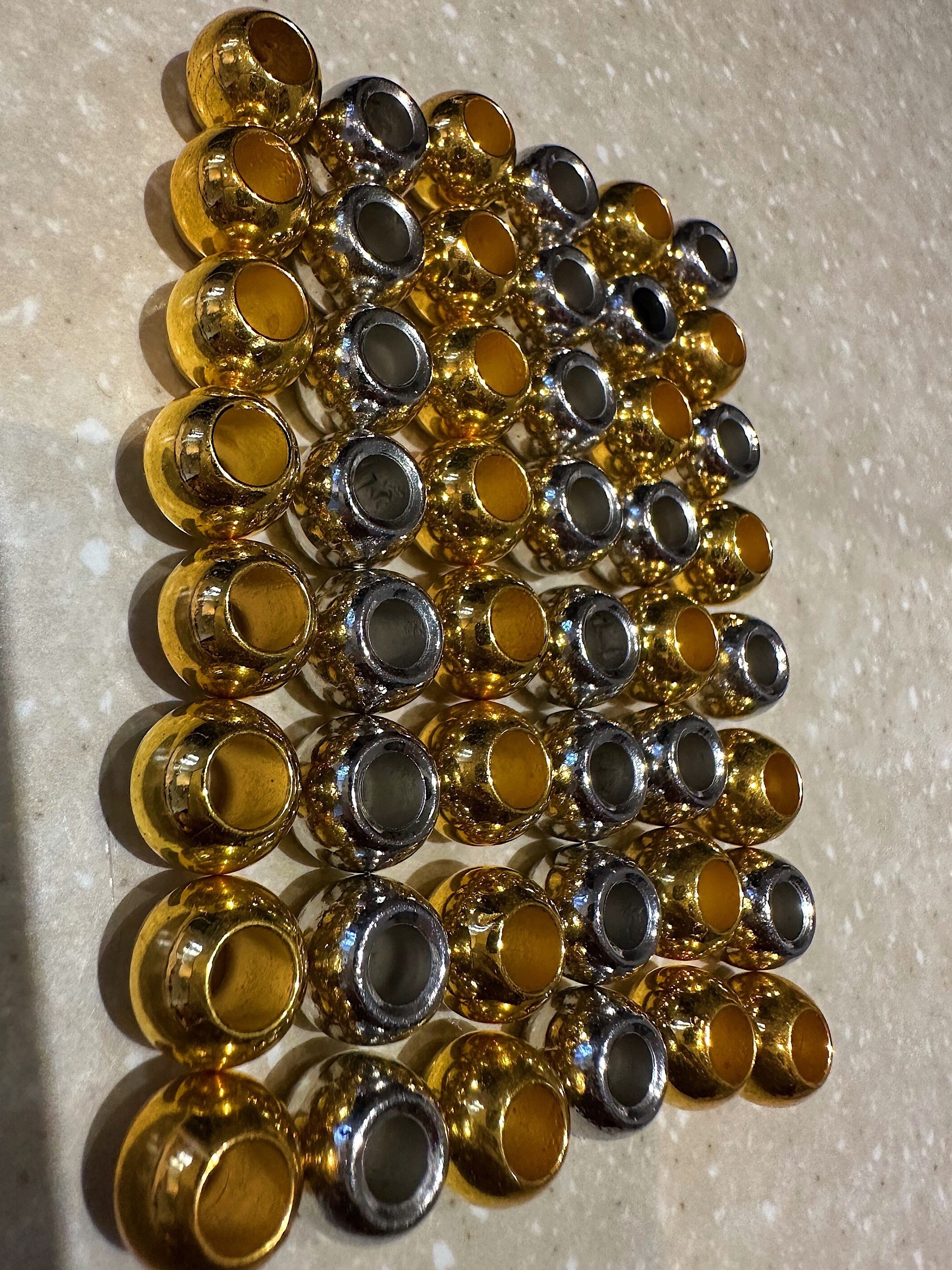 40pcs Silver Gold Brading Beads Hair Extensions Medium Hole Bead for ...