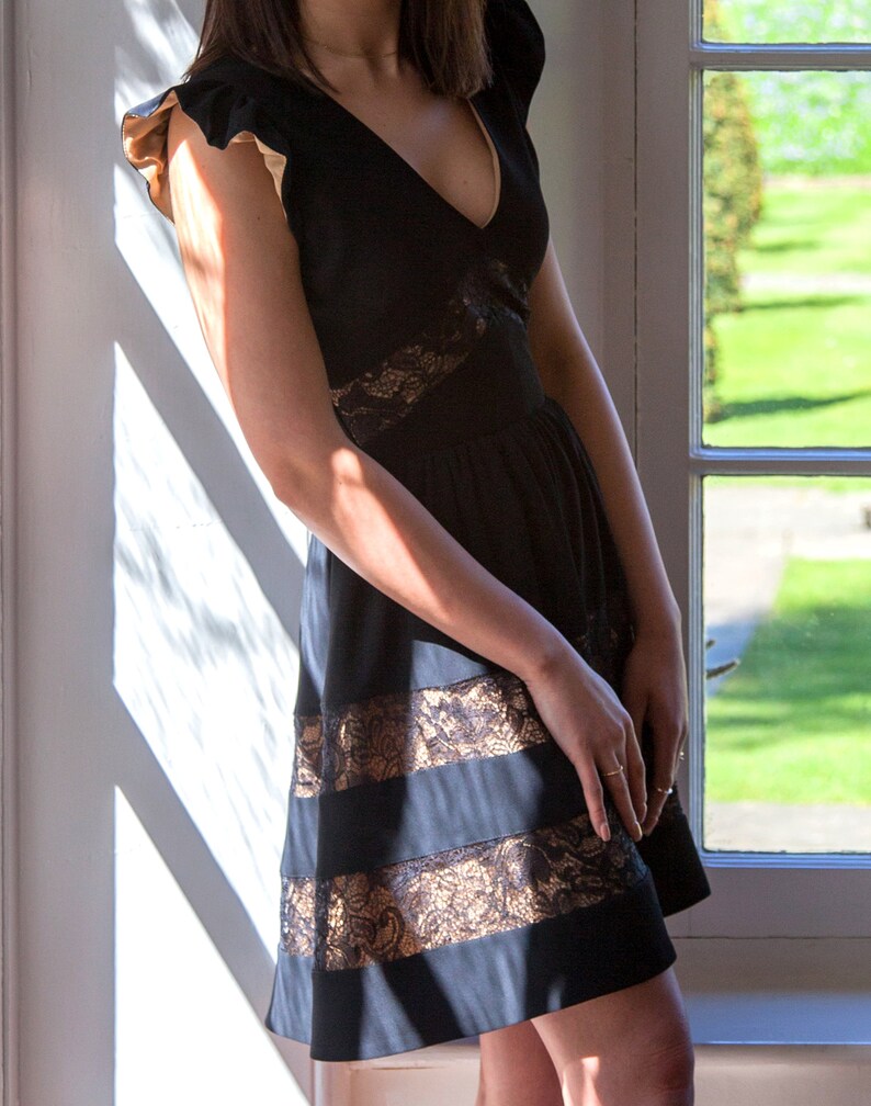 Melrose England Ethically Made in England Black Lace CAMINO Dress ...