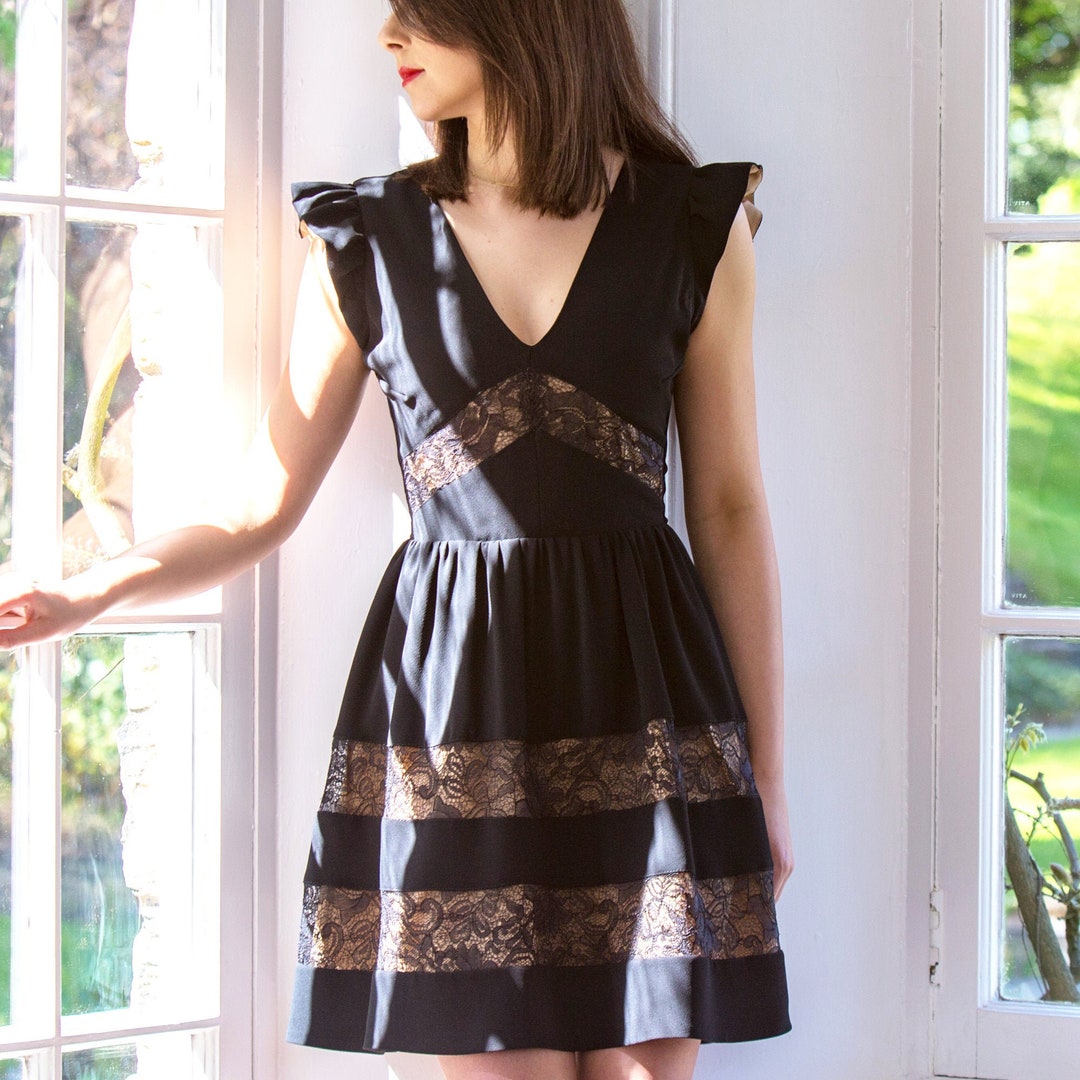Melrose England Ethically Made in England Black Lace CAMINO Dress ...