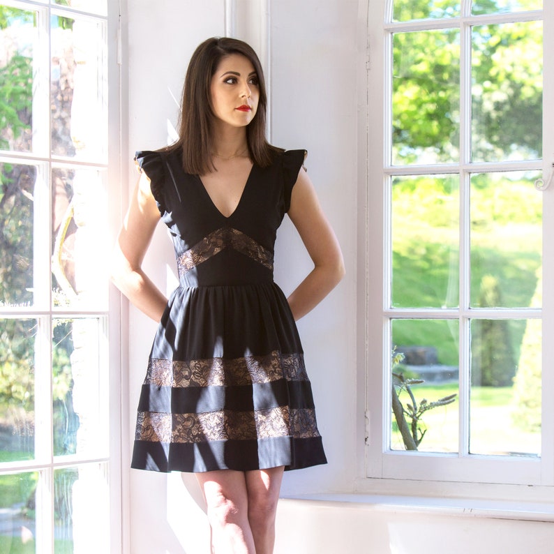 Melrose England Ethically Made in England Black Lace CAMINO Dress ...