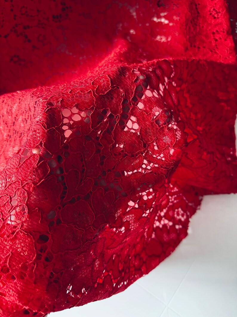 Red Flower Corded Lace High Quality Lace Fabric by the Metre - Etsy