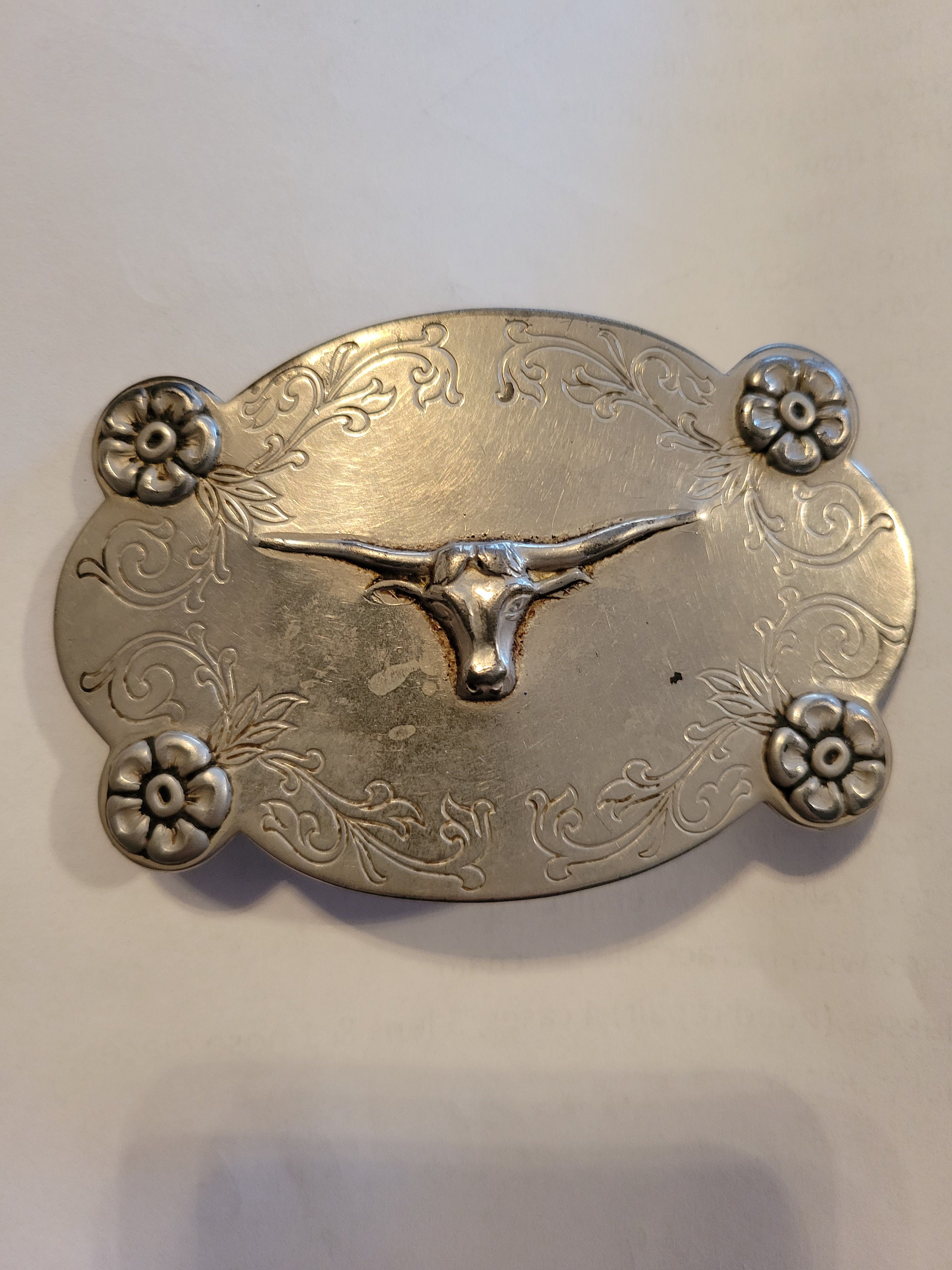 Rare Steel Longhorn Steer Belt Buckle Silver - Etsy