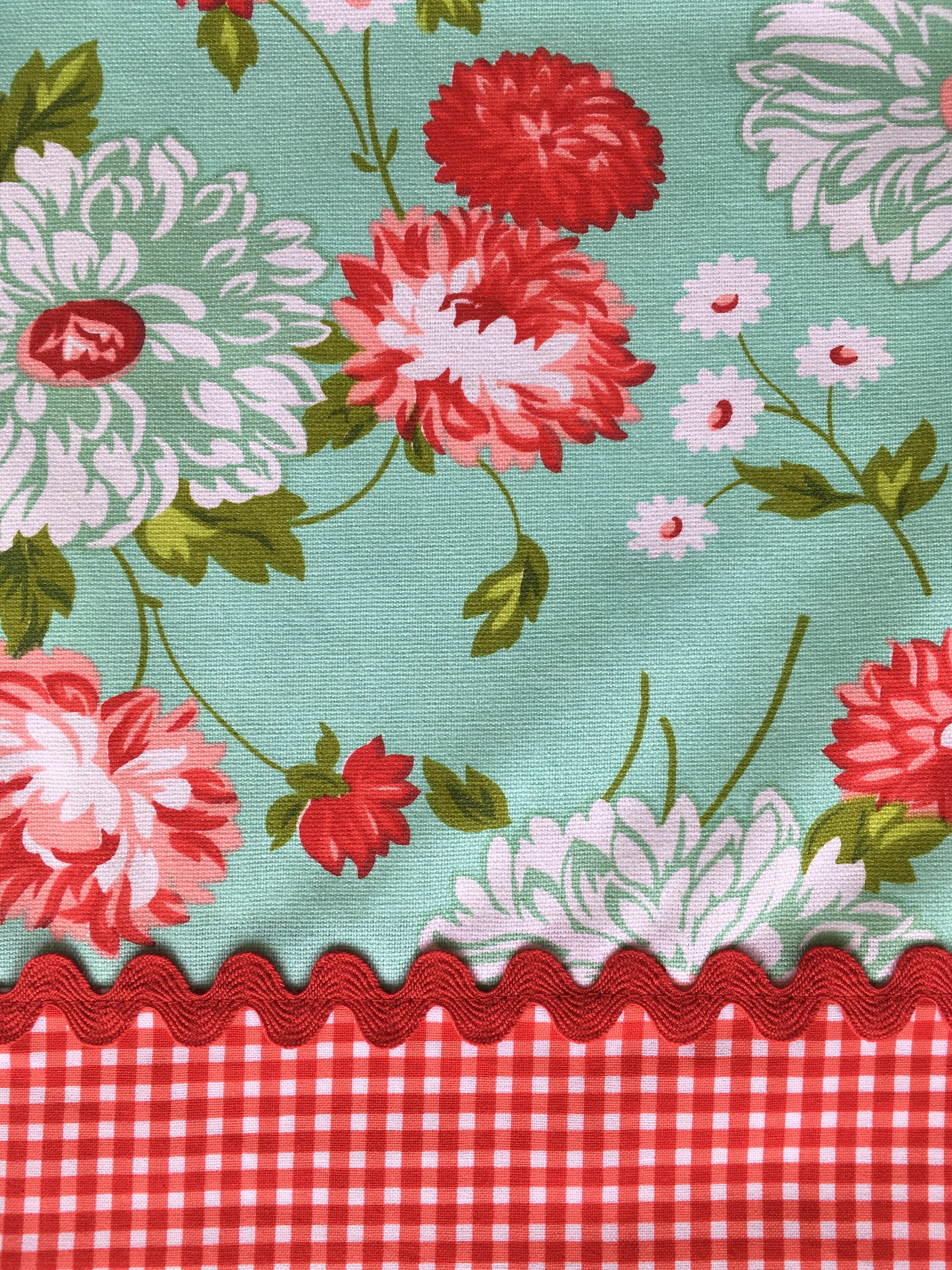 Floral and Gingham Table Runner, Summertime Table Runner, Springtime ...