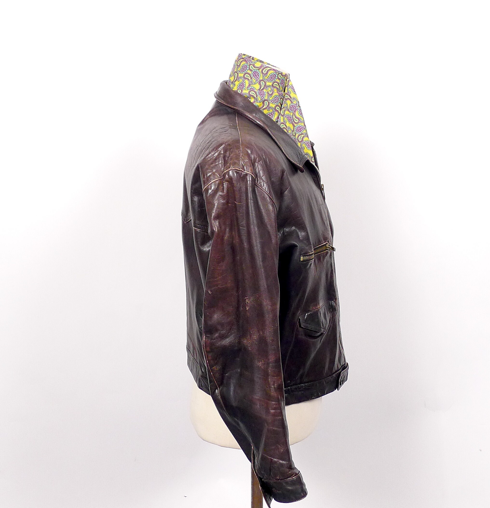 Duffer of St. George Leather Motorcycle Biker 1980's Brown Jacket Rare ...