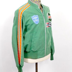 Vintage 1970's Castrol Champion Racing Pit Crew Green Jacket W/ Orange ...