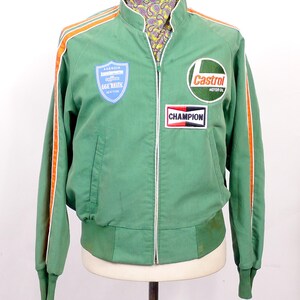 Vintage 1970's Castrol Champion Racing Pit Crew Green Jacket W/ Orange ...