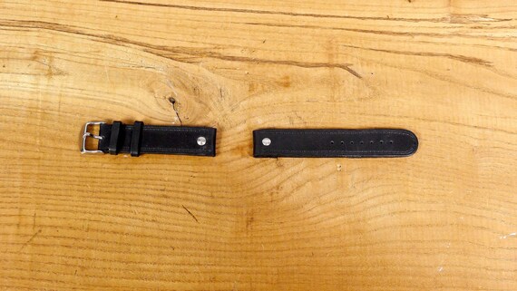 Jargen's 2 Piece Black Leather 20mm Fixed Lug Watch Strap | Etsy