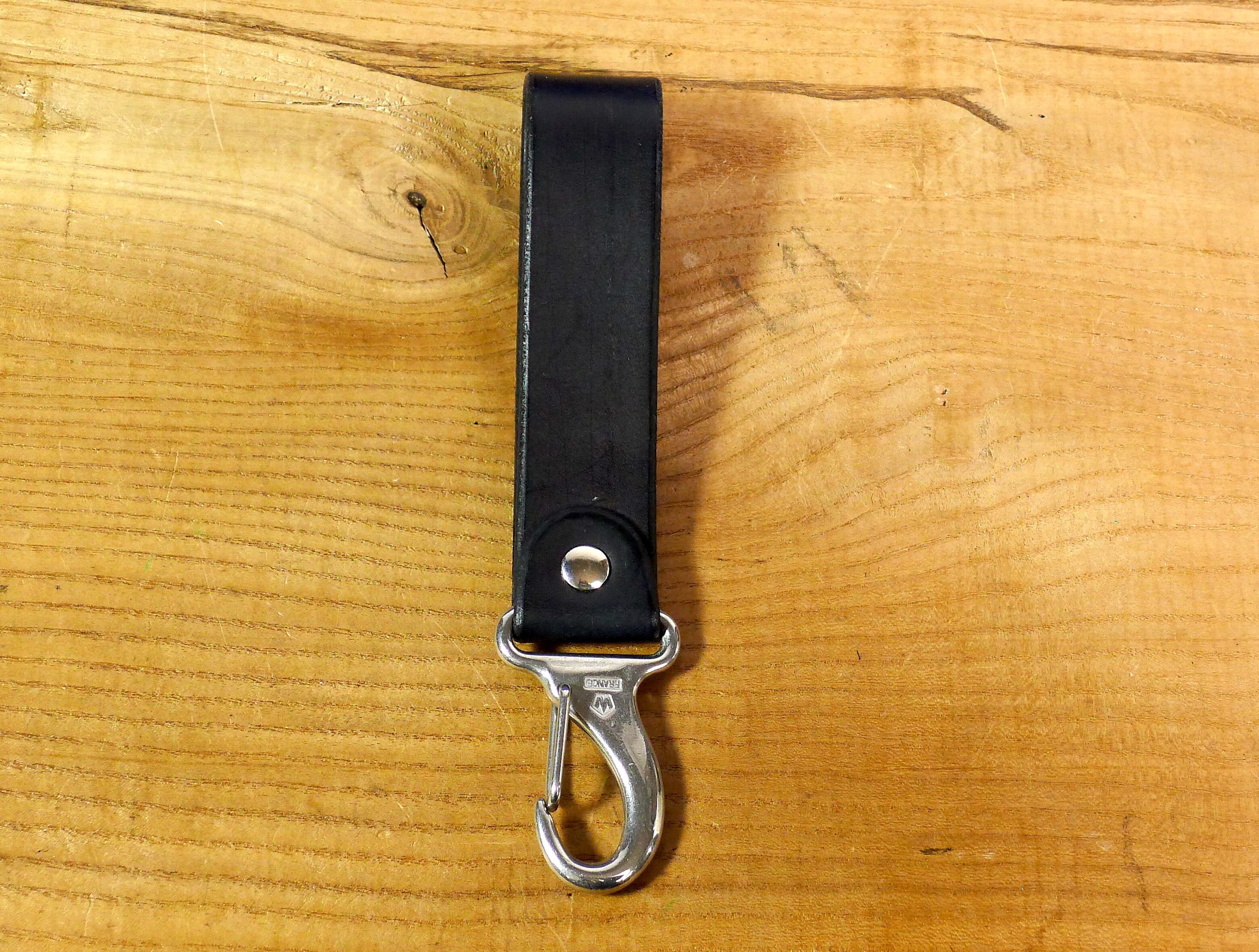 Julian Imrie Hand Crafted Black Leather Belt Loop Silver Clasp Fob Key ...