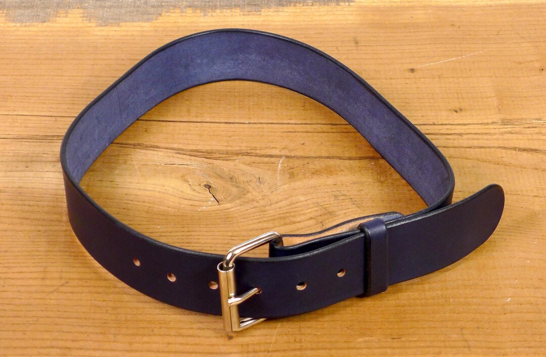 Julian Imrie Navy Blue Leather Hand Made Leather Calf Belt With Roller ...