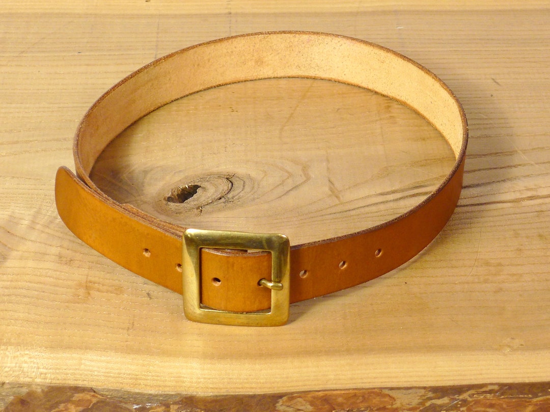 Julian Imrie Light Brown Leather Hand Made Leather Calf Belt W/ Brass ...