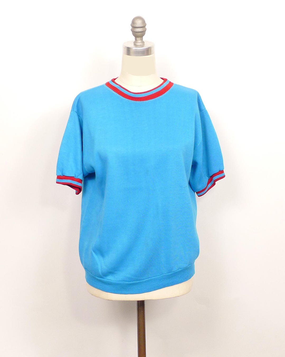 Vintage 1970's Powder Blue Ringed Short Sleeve Sweatshirt #330 - Etsy