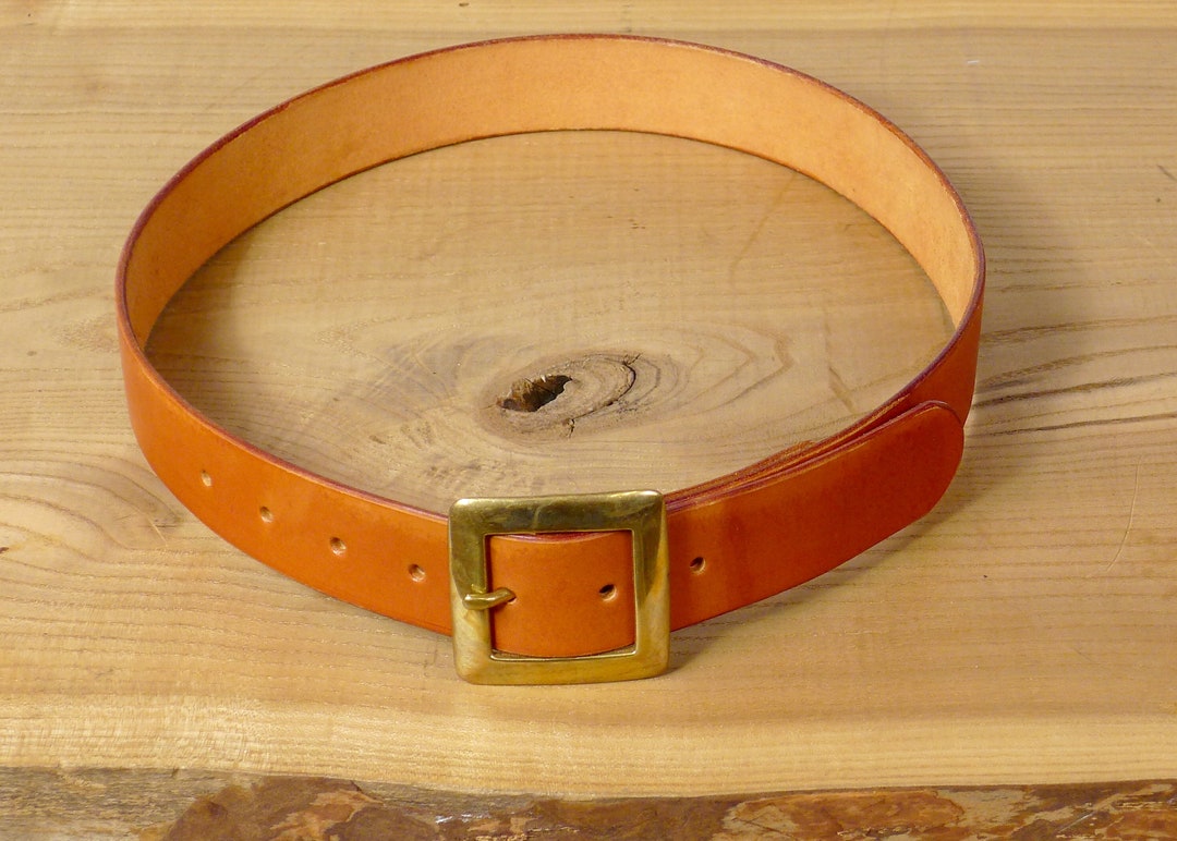 Julian Imrie Tan Leather Hand Made Leather Calf Belt W/ Brass Buckle ...