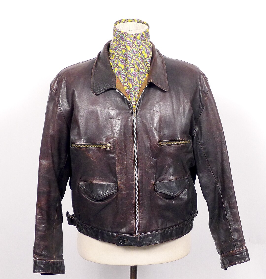 Duffer of St. George Leather Motorcycle Biker 1980's Brown Jacket Rare ...