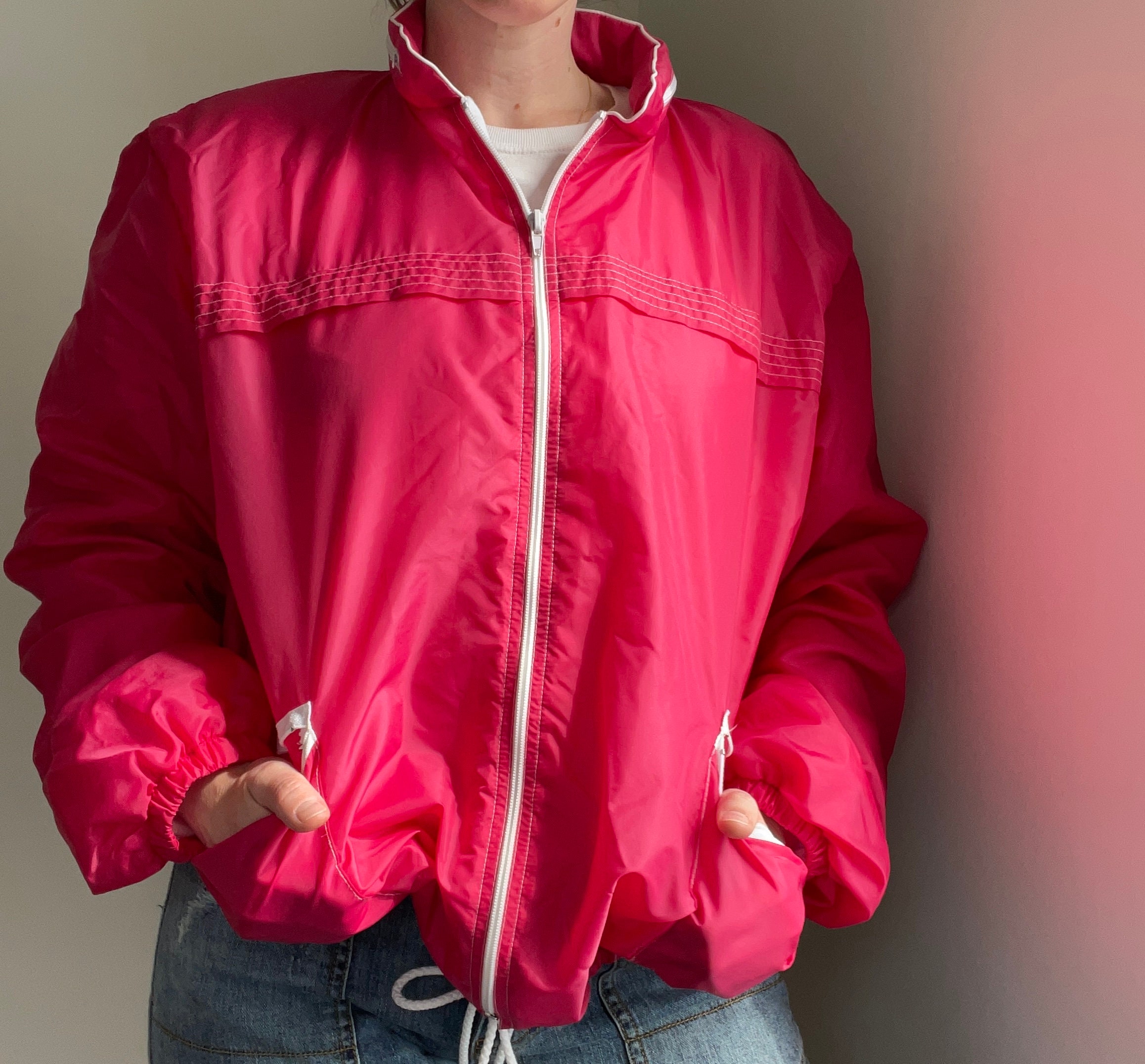 90s Hot Pink Windbreaker - Etsy