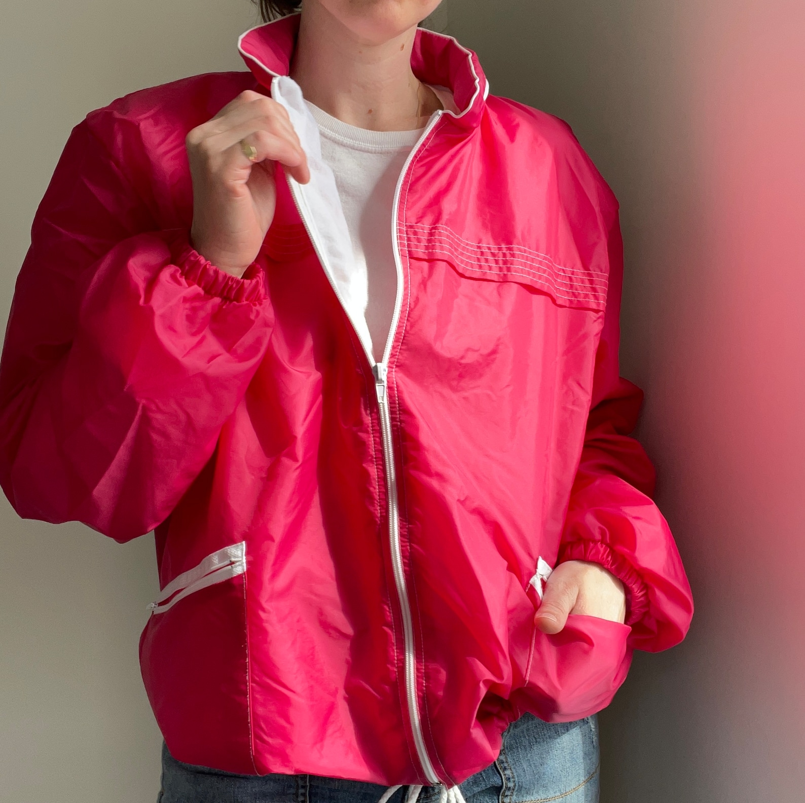 90s Hot Pink Windbreaker - Etsy