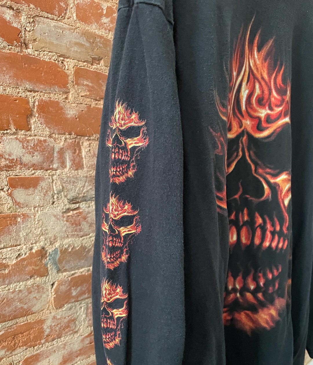 Y2K Flaming Skull Shirt - Etsy