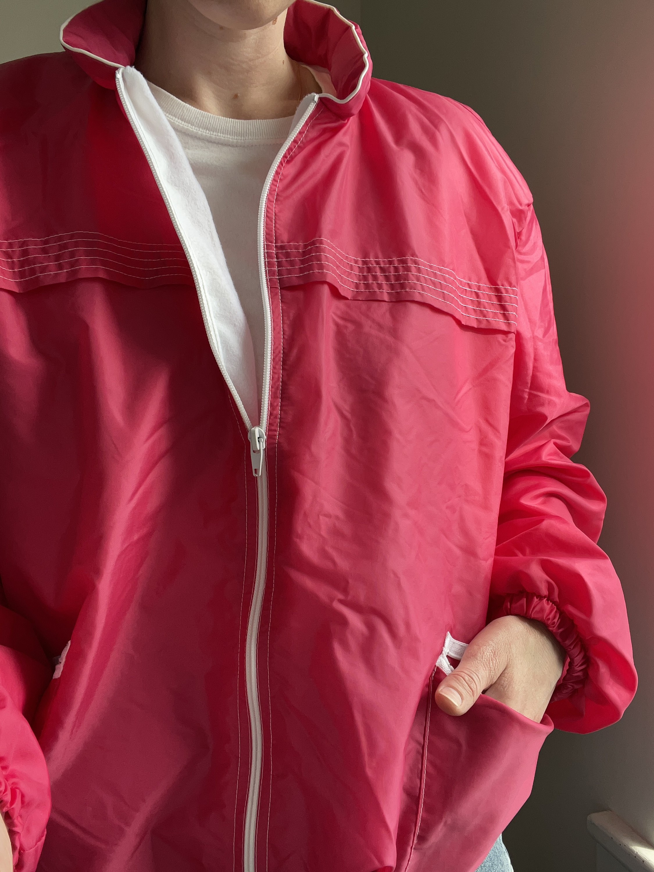 90s Hot Pink Windbreaker - Etsy