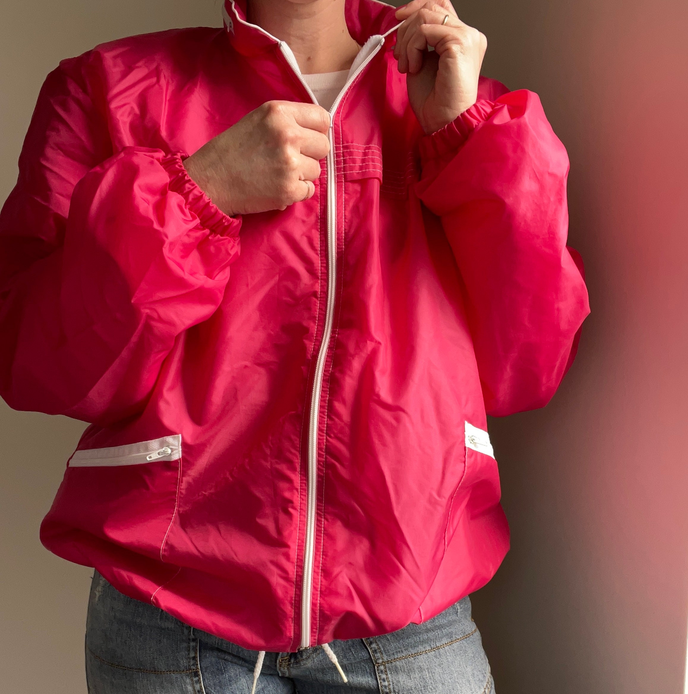 90s Hot Pink Windbreaker - Etsy