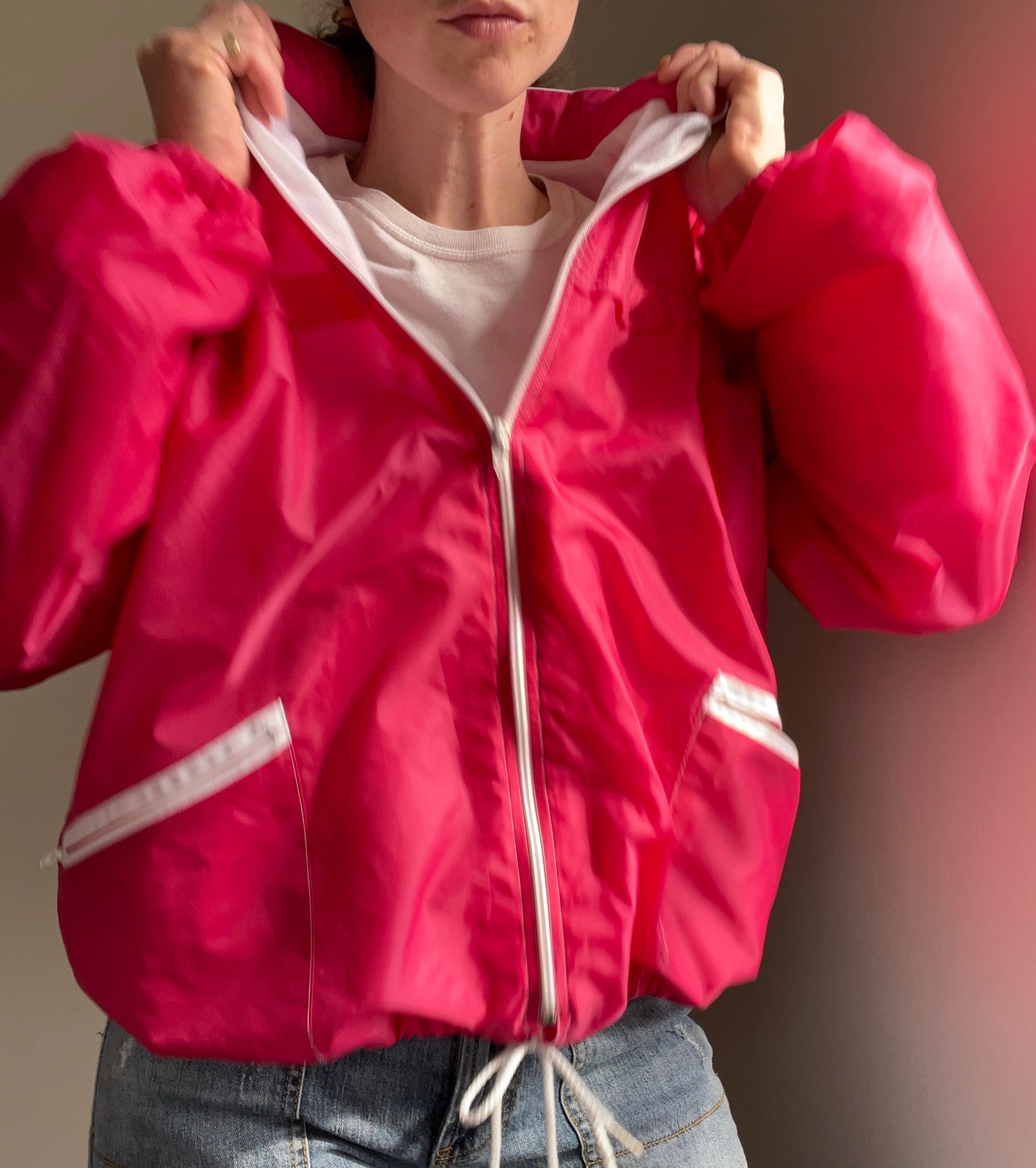 90s Hot Pink Windbreaker - Etsy