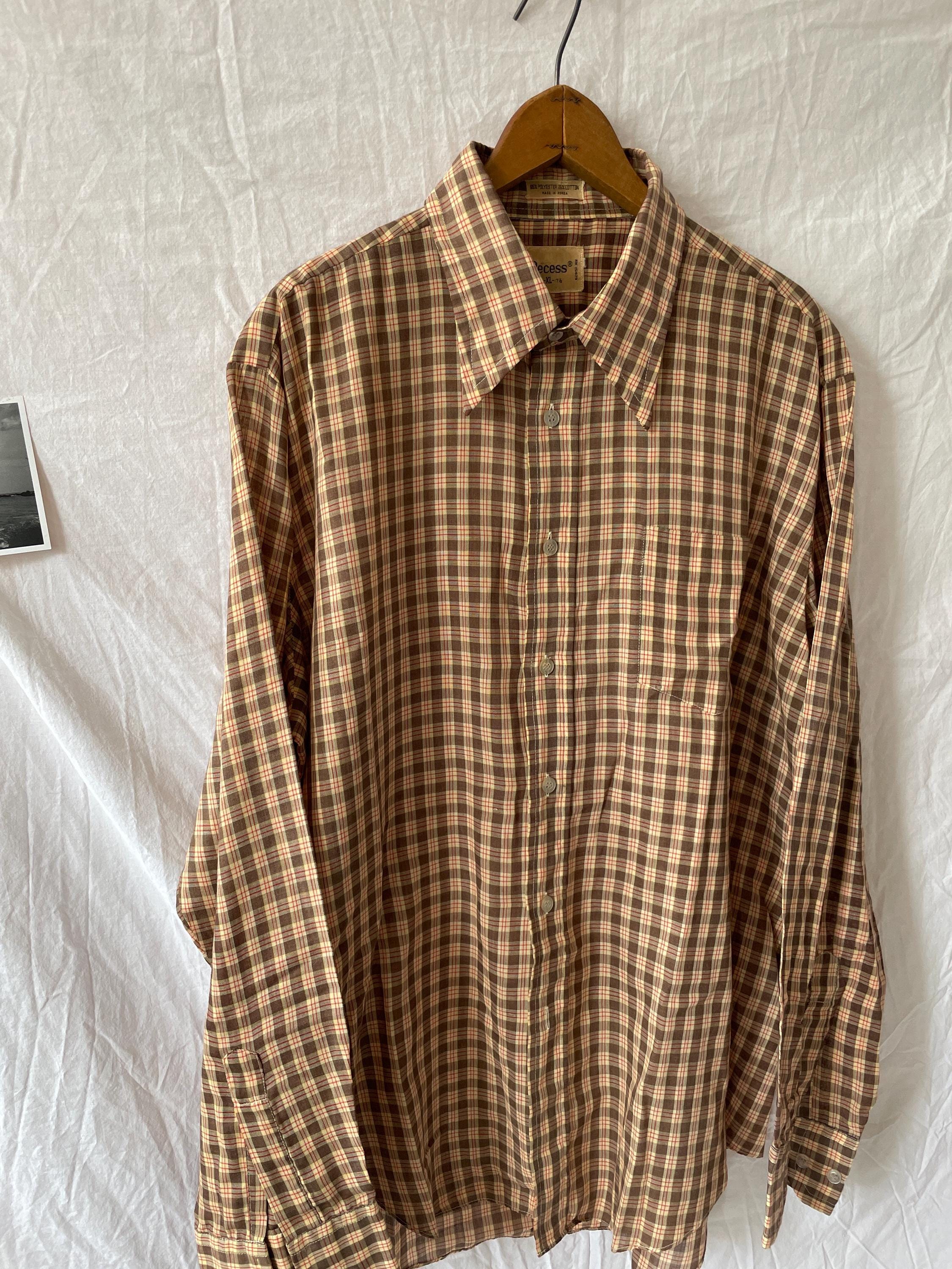 70s Brown Button Up - Etsy