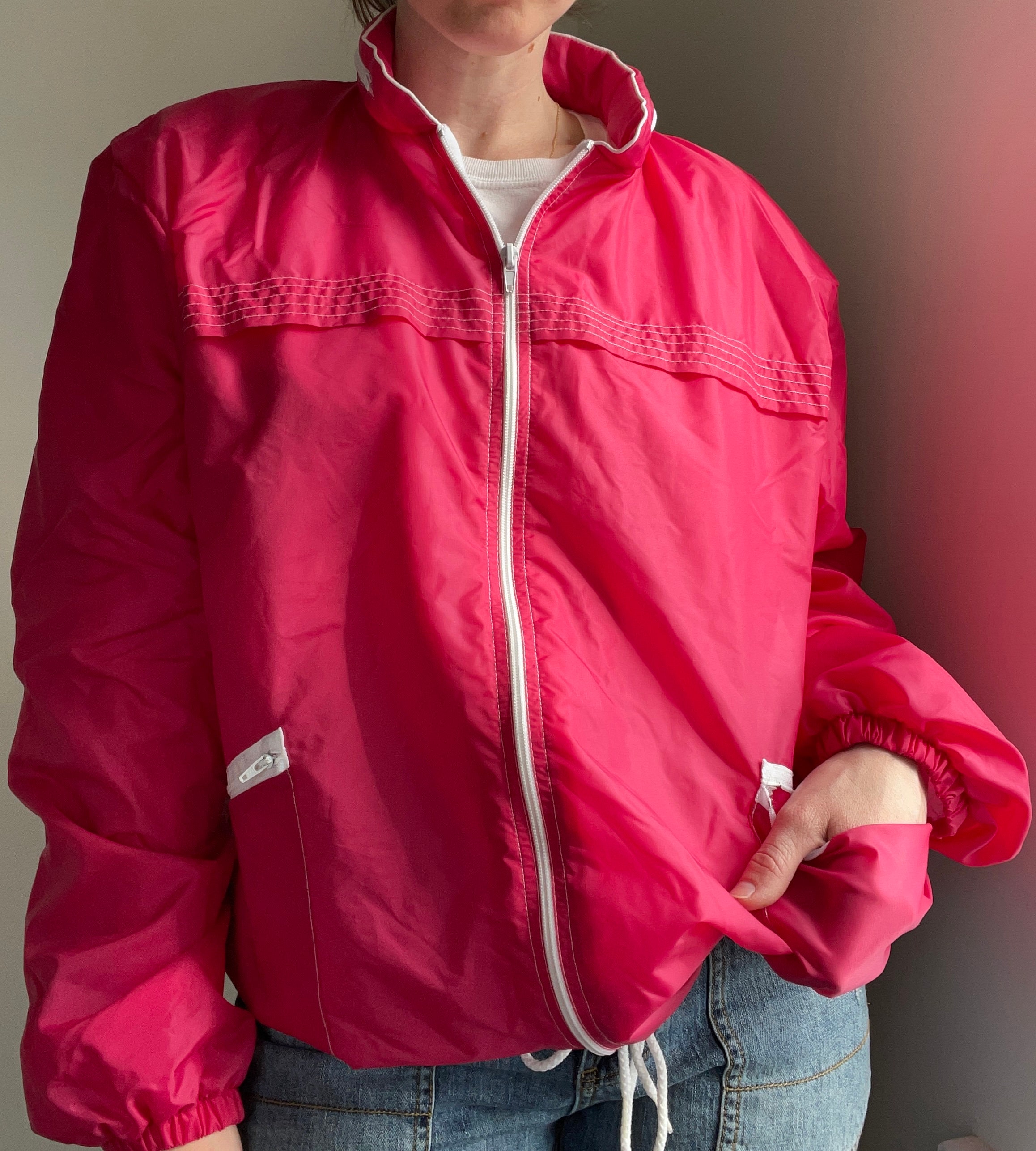 90s Hot Pink Windbreaker - Etsy