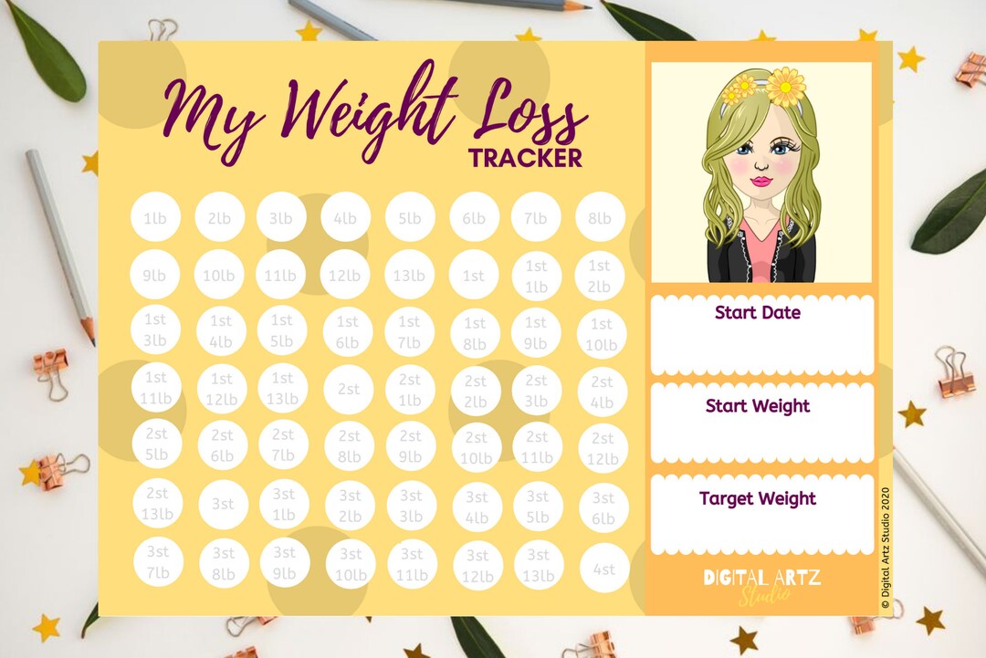 Printable Downloadable Weight Loss Chart Slimming World Weight Watchers ...