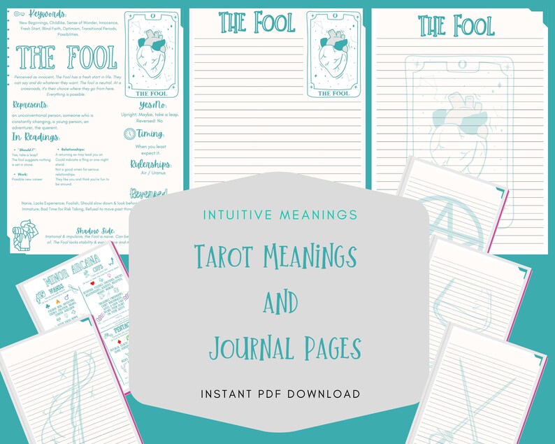 Printable Tarot Meanings and Journal Pages Digital Download | Etsy