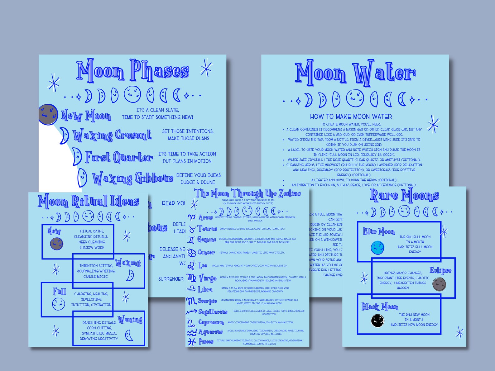 Moon Pages / Book of Shadows / Printable Grimoire Page Pack / Baby ...