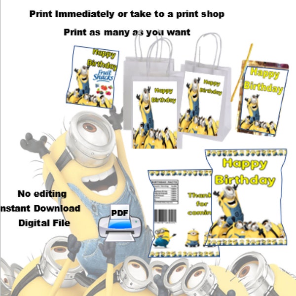 Minion Labels - Etsy