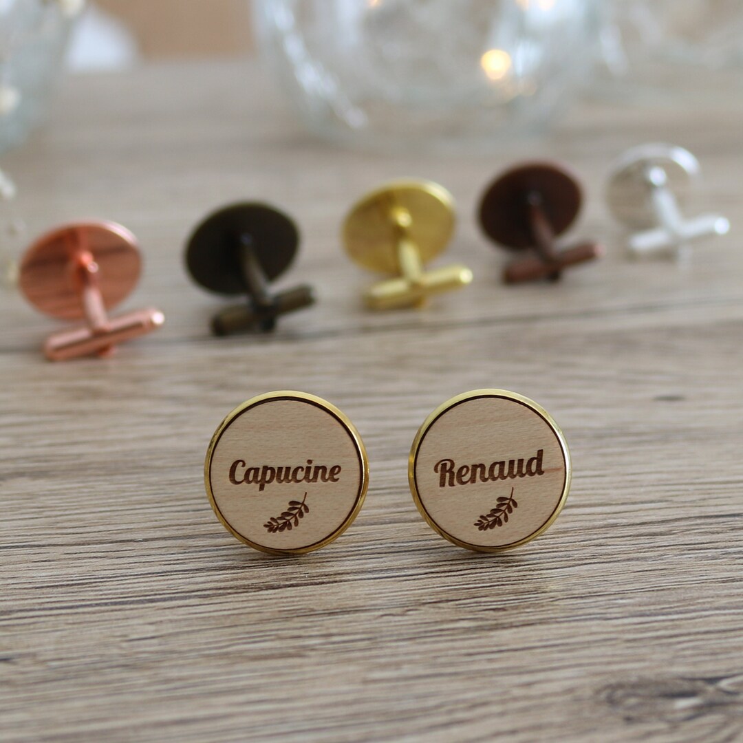 Personalized Wooden Cufflink - First Name - Branch - Cufflinks ...