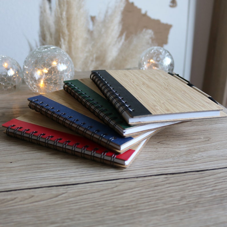 Personalized Bamboo Notebook - Customizable Pen and Notebook - 4 Colors ...