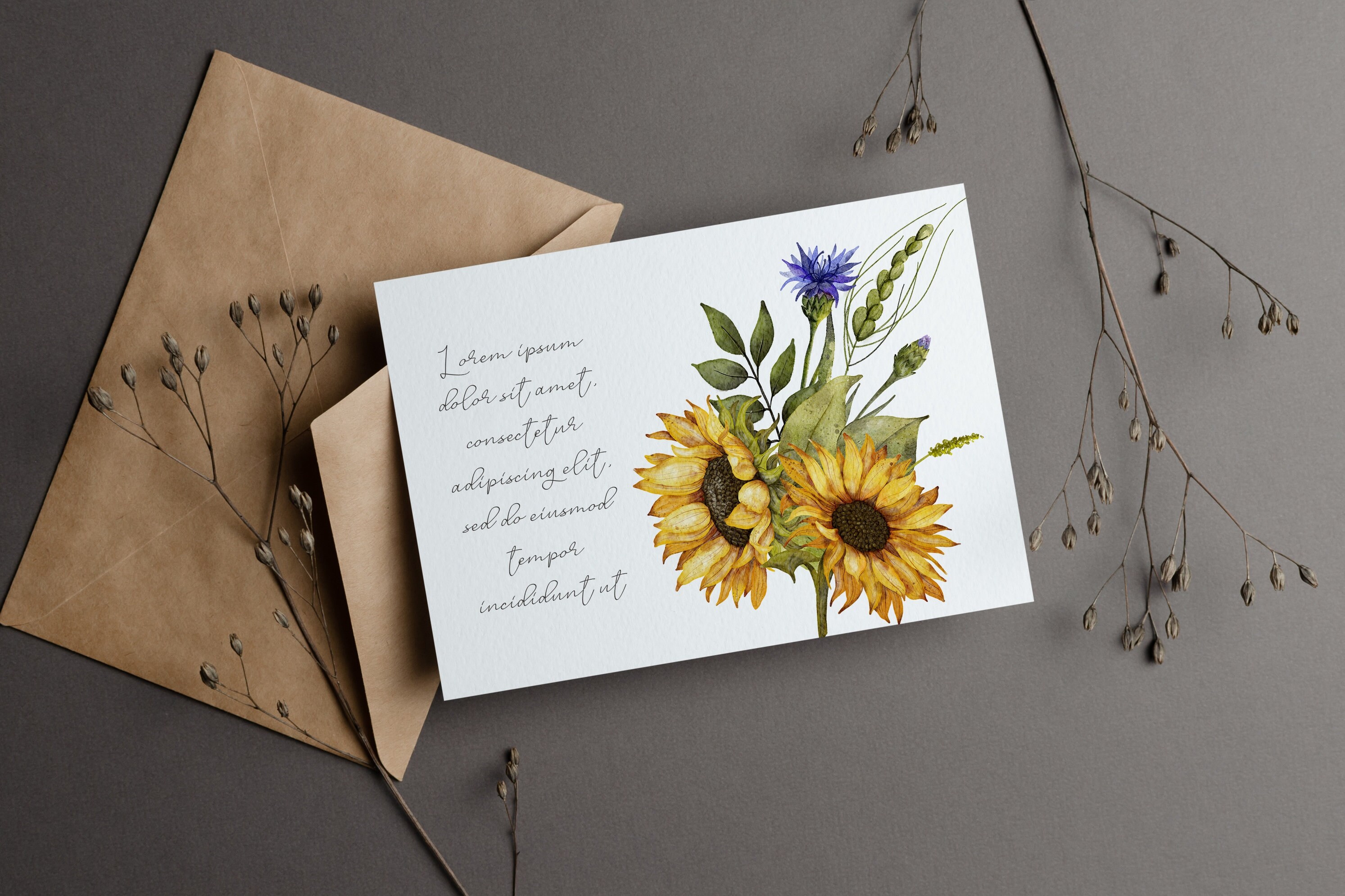 Sunflowers Watercolor Bouquets Sunflowers Composition Floral - Etsy