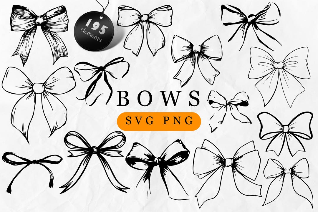 Coquette Bow SVG Bundle, Ribbon Bow Clipart, Feminine Bow PNG, Cute Bow ...