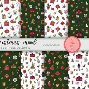 Christmas Patterns, Christmas Digital Paper, Seamless Patterns ...