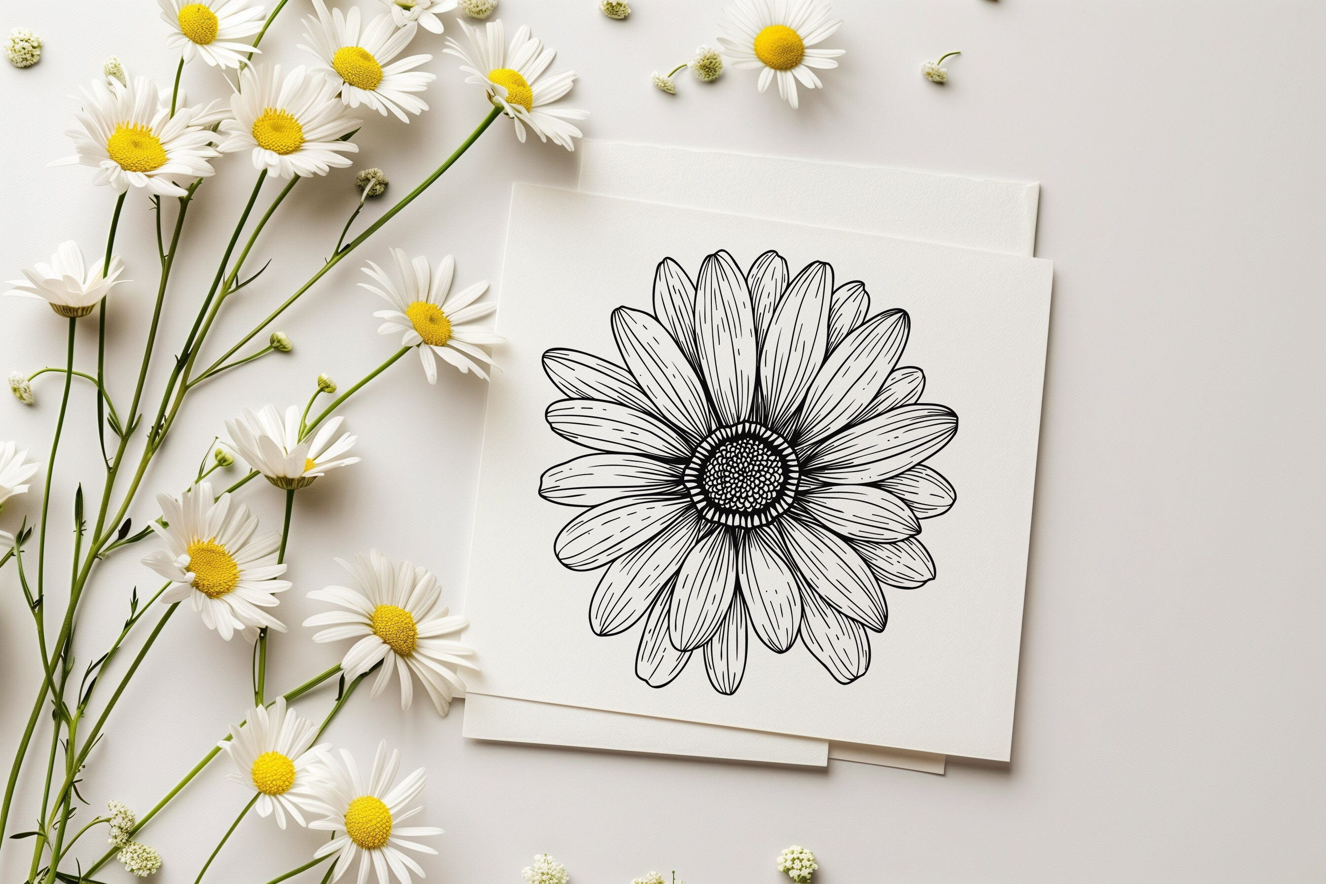 Daisies Line Art SVG, Outline Sunflowers SVG, Floral Svg, Daisy Clipart ...