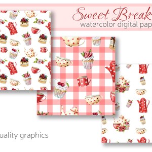 Tea Time Digital Paper - Watercolor Tea Time - Seamless Patterns - Tea ...